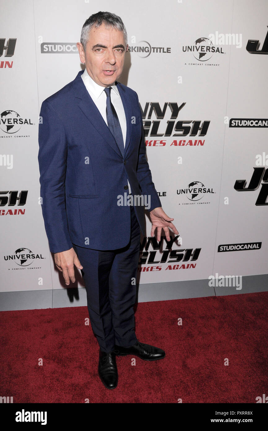 New York, USA. 23rd October, 2018. Actor Rowan Atkinson attends the ...