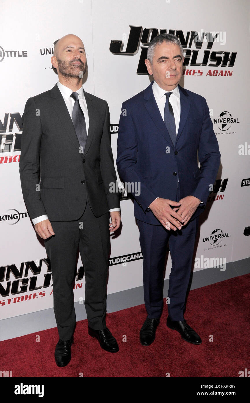 New York, USA. 23rd October, 2018. David Kerr and Rowan Atkinson attend ...