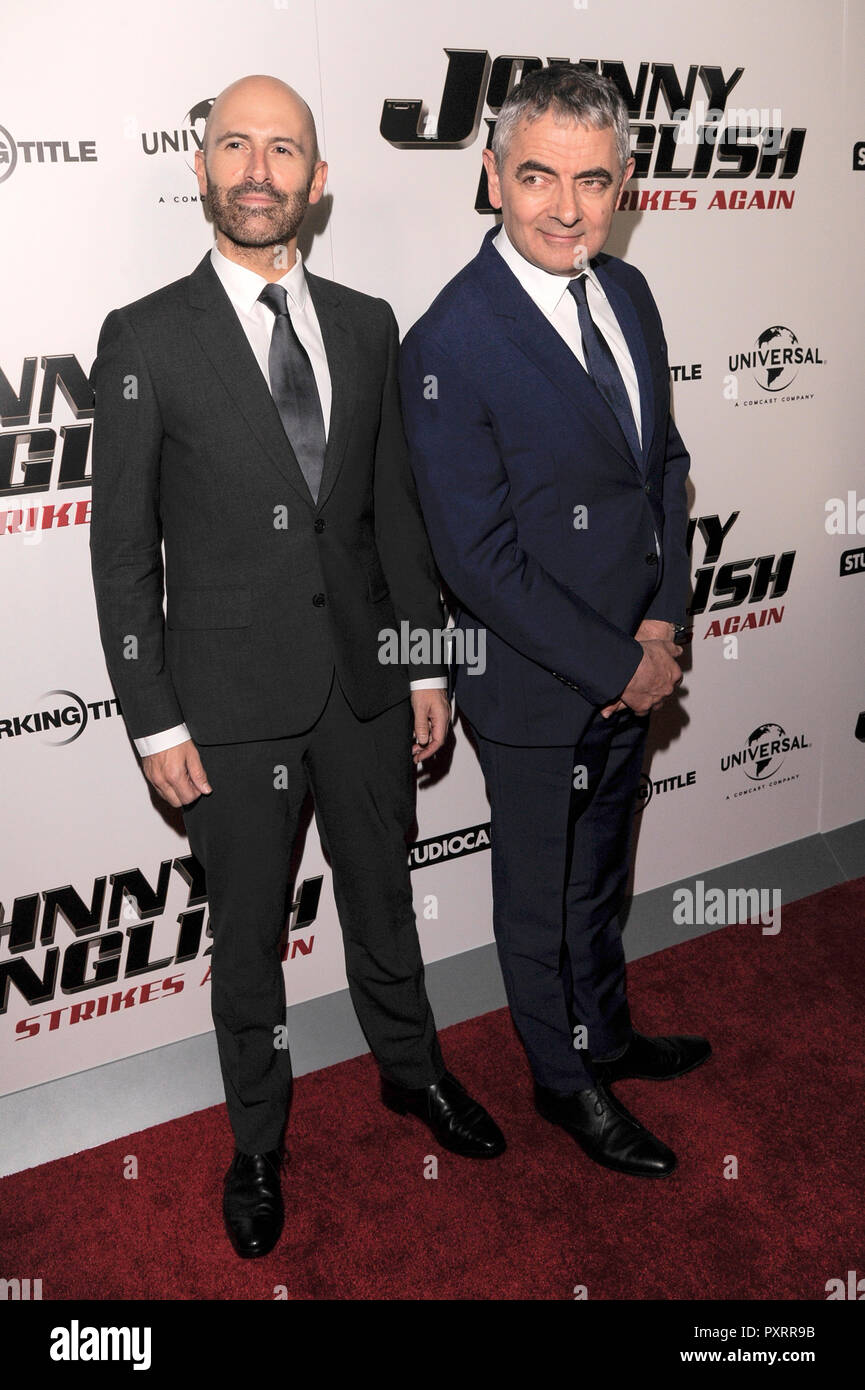 New York, USA. 23rd October, 2018. David Kerr and Rowan Atkinson attend ...