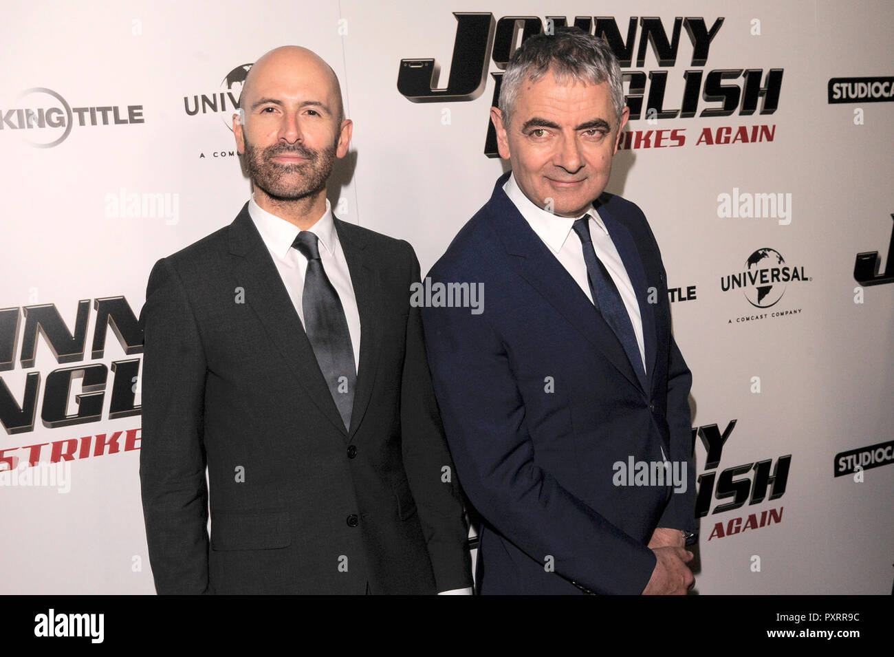 New York, USA. 23rd October, 2018. David Kerr and Rowan Atkinson attend ...