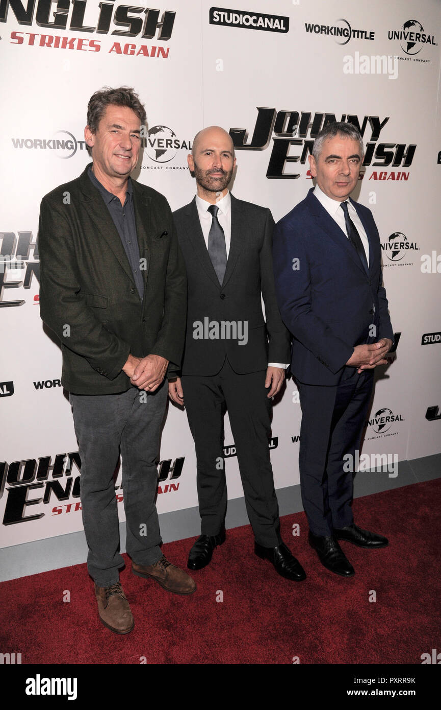 New York, USA. 23rd October, 2018. Tim Bevan, David Kerr and Rowan ...