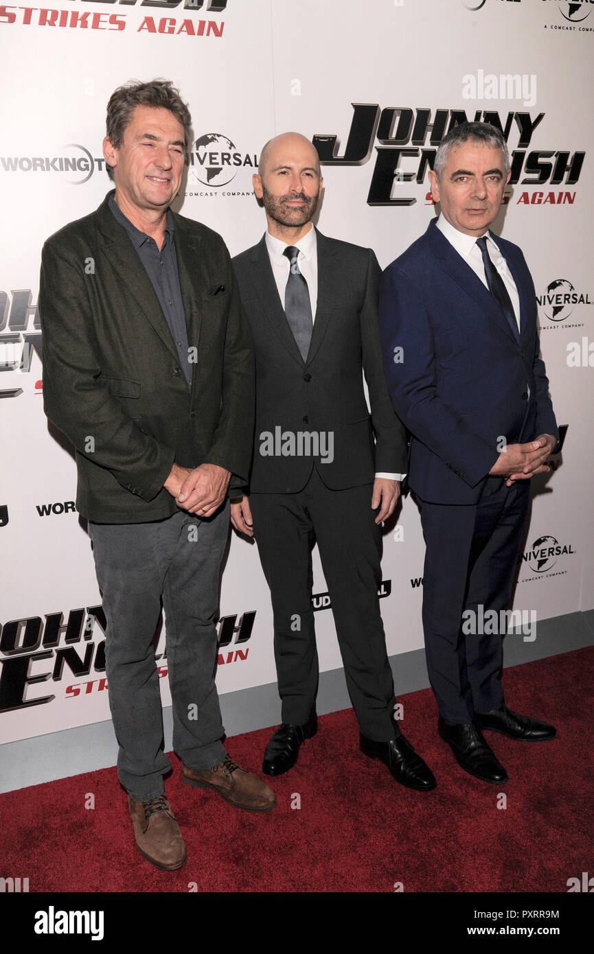 New York, USA. 23rd October, 2018. Tim Bevan, David Kerr and Rowan ...