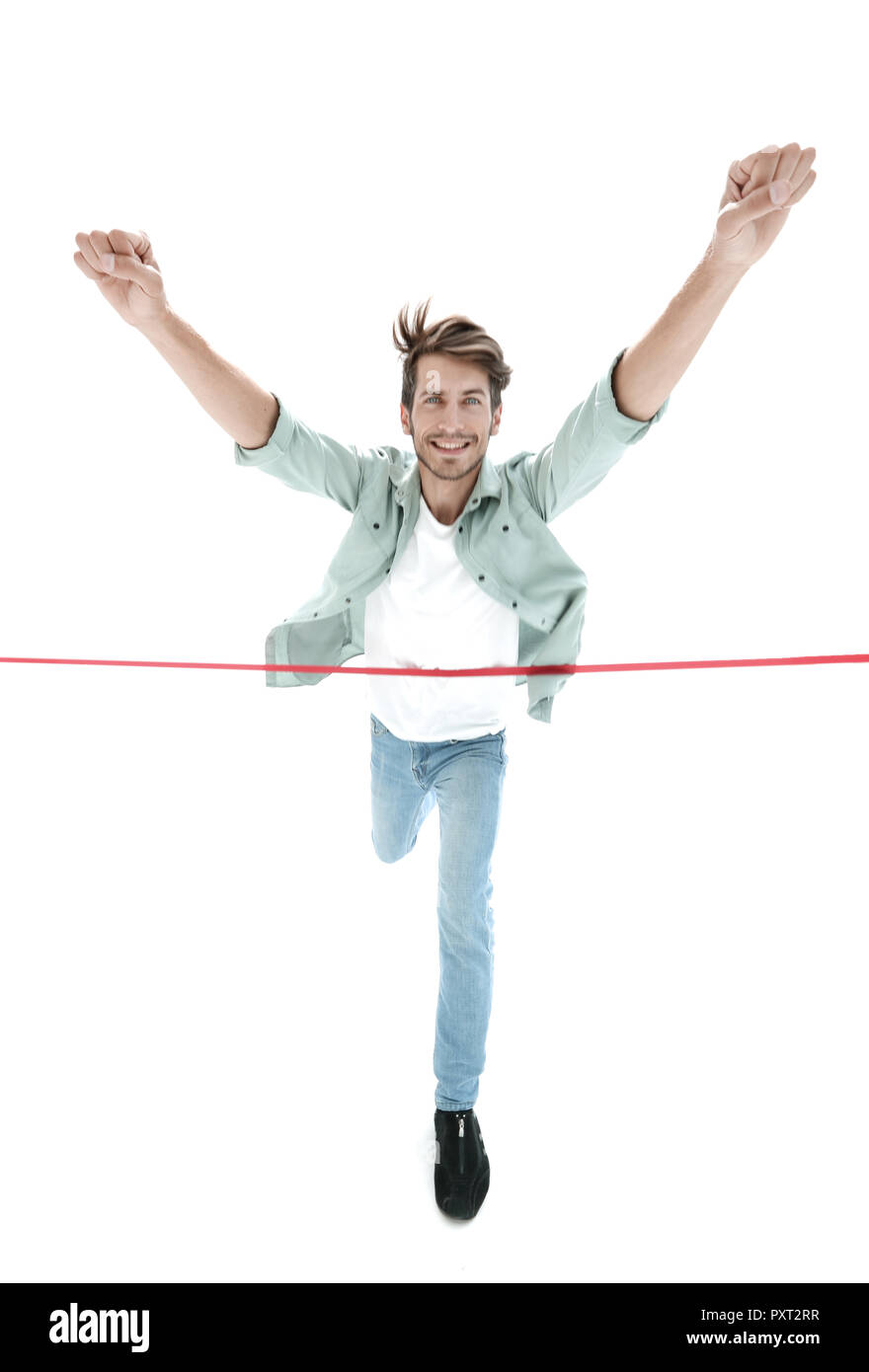 man running at the finish line Stock Photo - Alamy