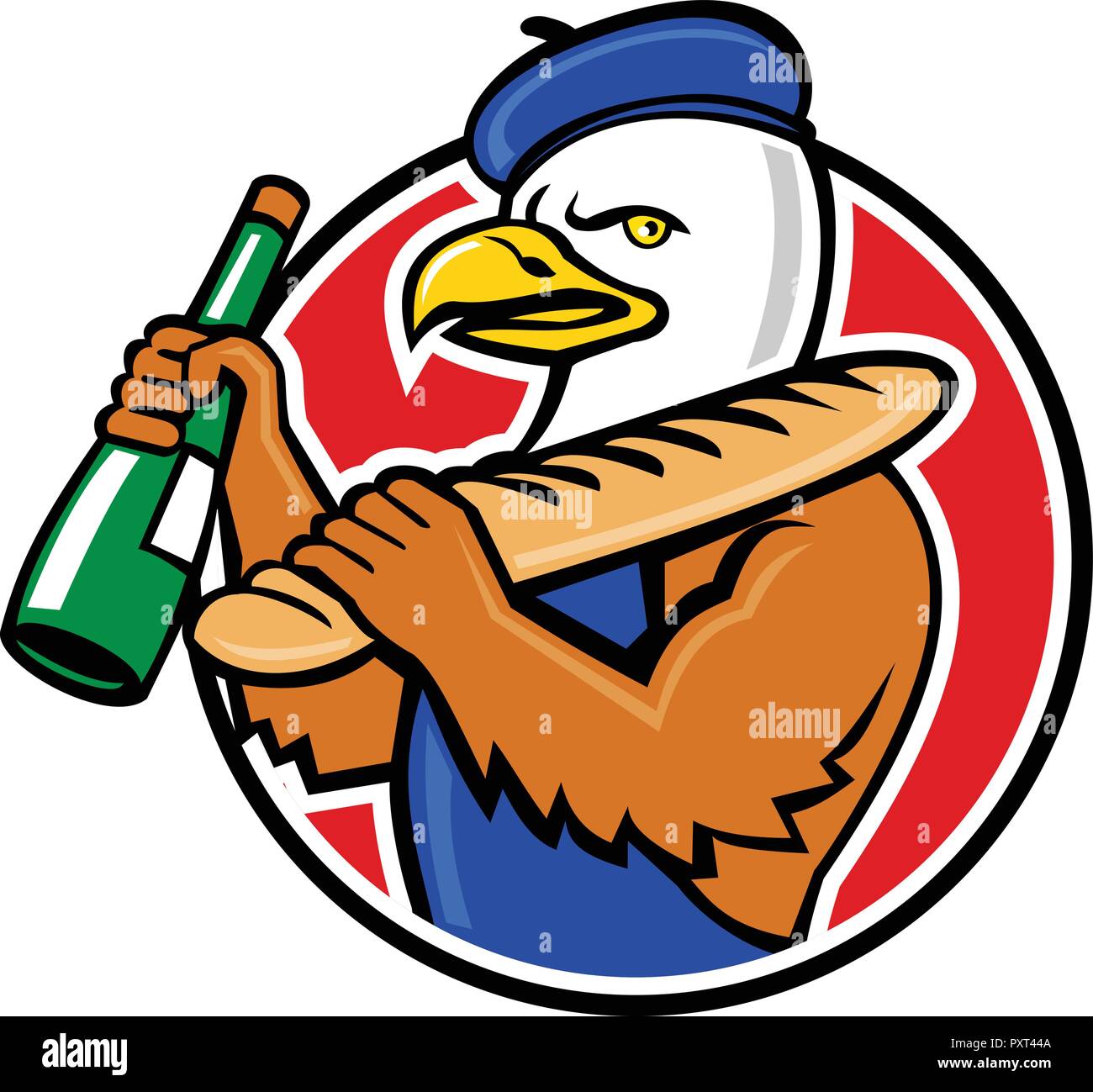 Mascot icon illustration of bust of an American bald eagle wearing a ...