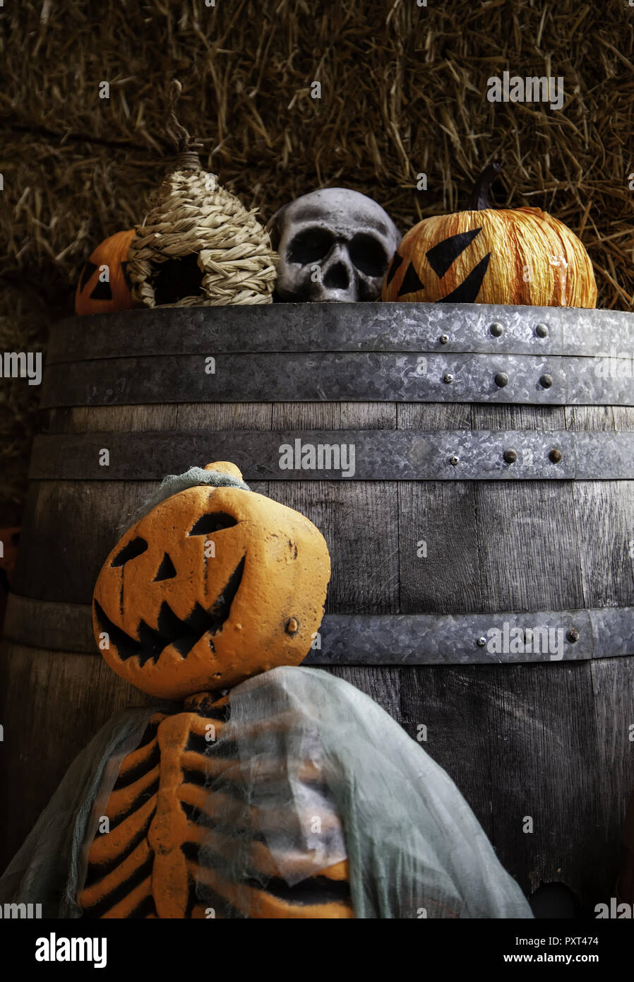 Scary pumpkins for Halloween night, detail of terror and fear Stock ...