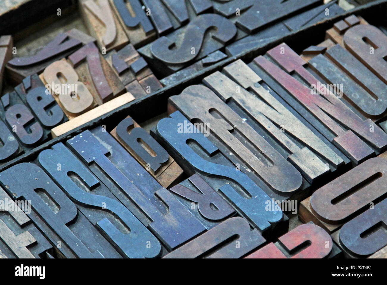 Big collection of old retro lithograph letters Stock Photo - Alamy