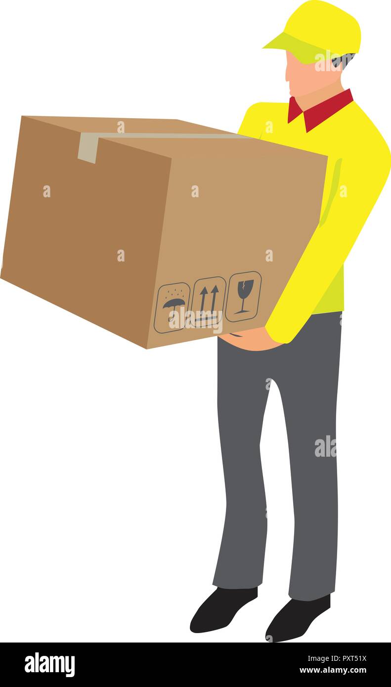 Vector of delivery worker lifting box Stock Vector Image & Art - Alamy