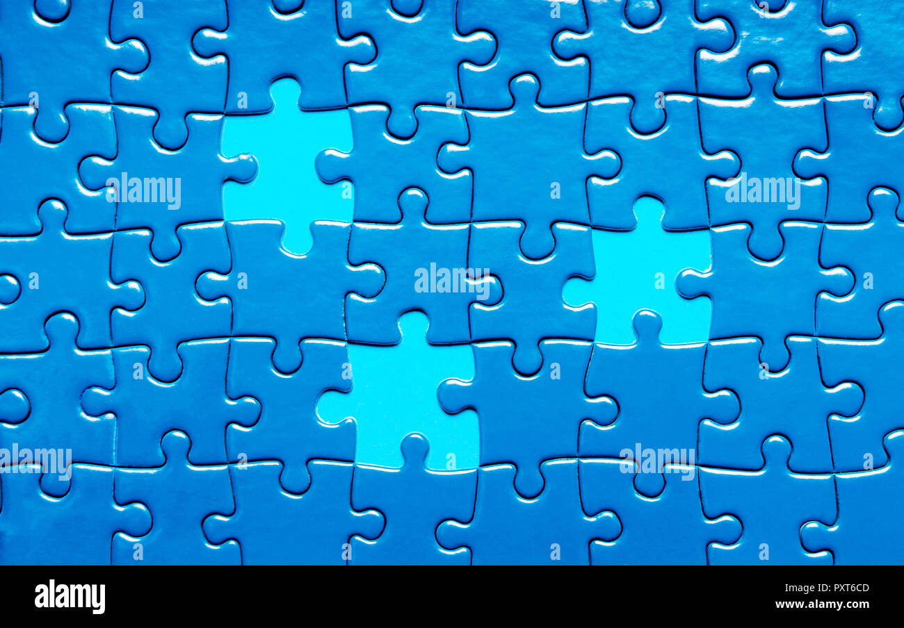 Blue puzzles, the concept of success, the task is completed Stock Photo ...