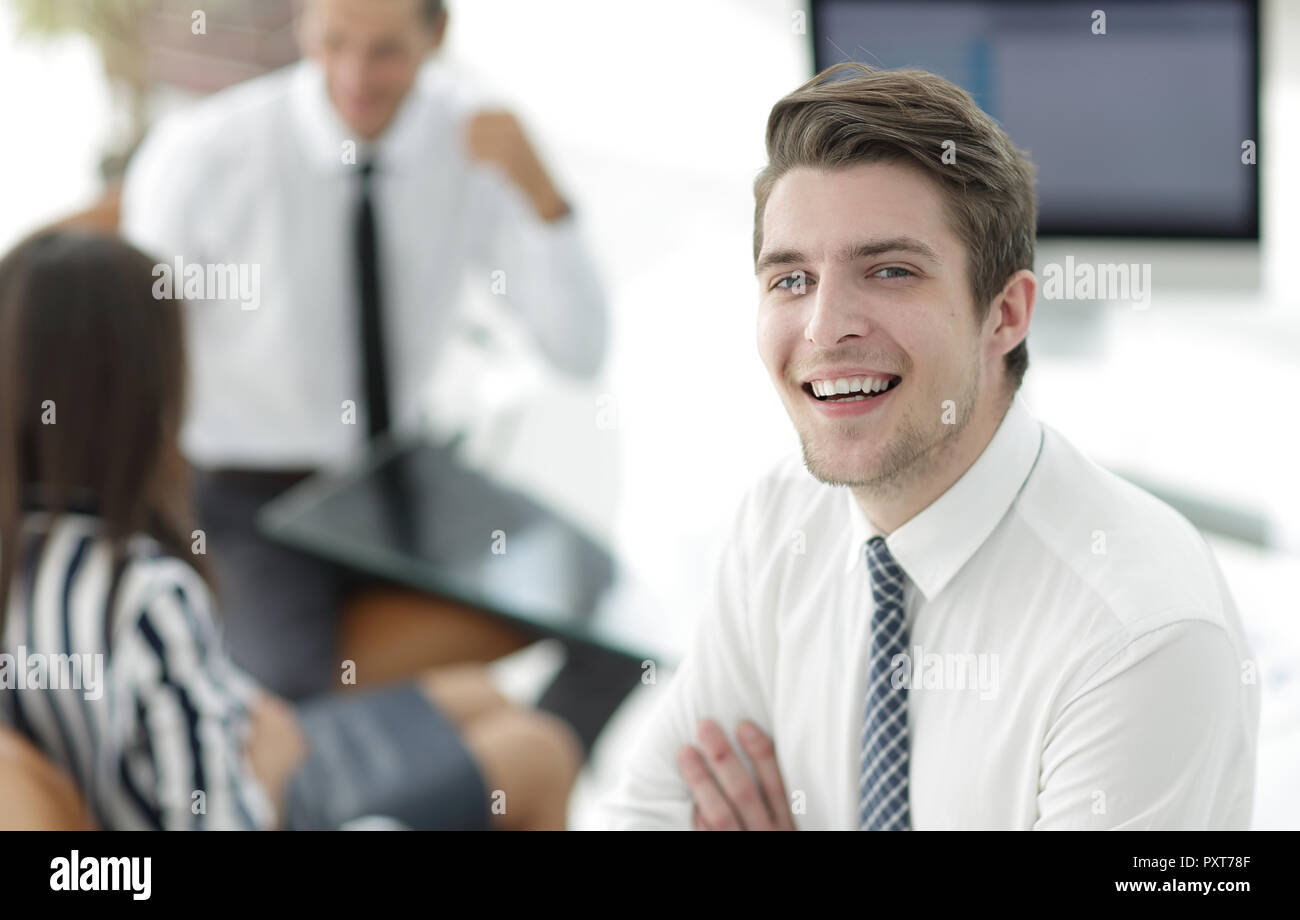 closeup.young employee of the company Stock Photo - Alamy