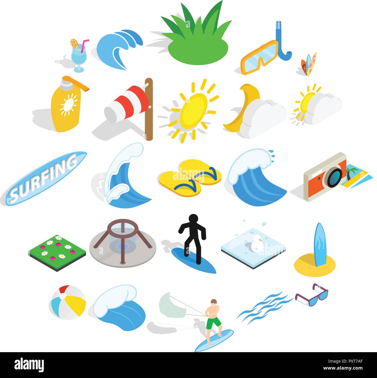 Water fun icons set, isometric style Stock Vector Image & Art - Alamy