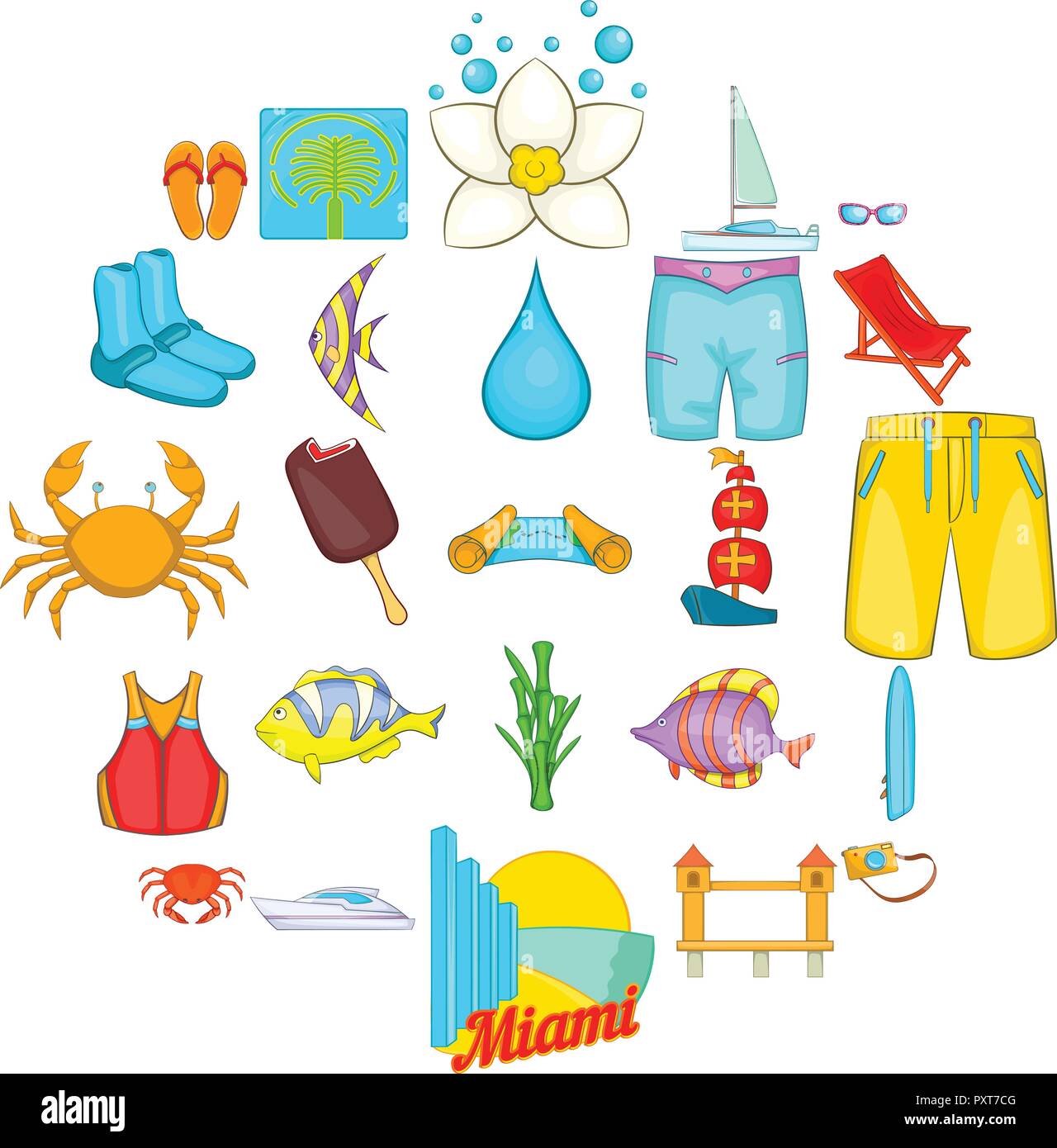 Plage icons set, cartoon style Stock Vector Image & Art - Alamy