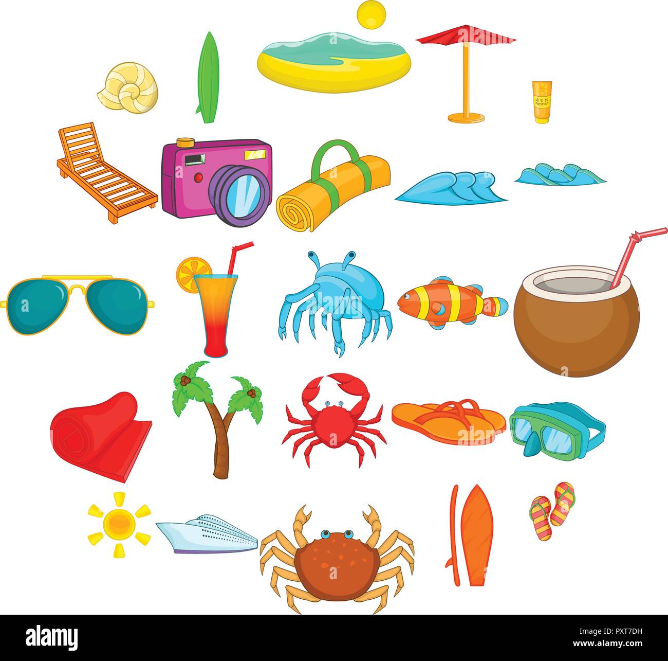 Seaside icons set, cartoon style Stock Vector Image & Art - Alamy