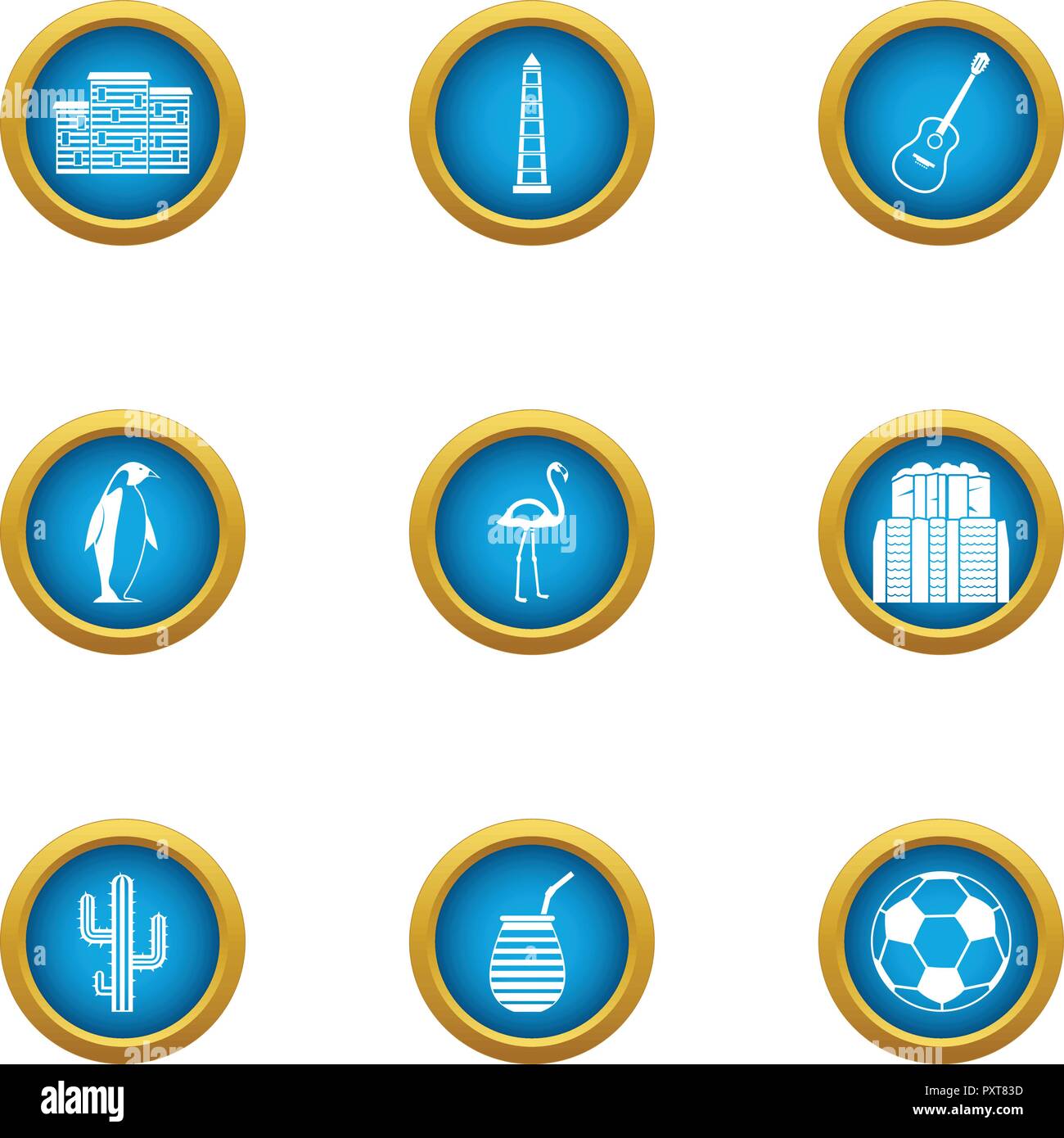 Representative of continent icons set, flat style Stock Vector Image ...