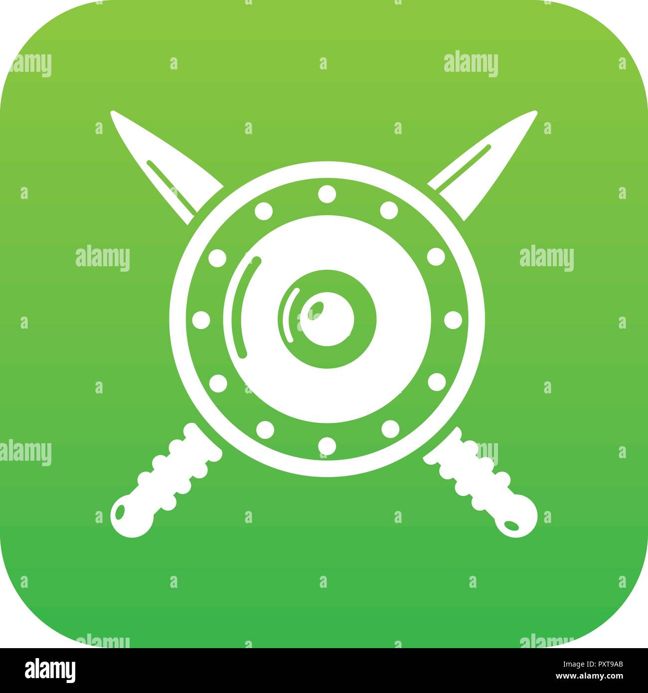 Medieval shield and swords icon green vector Stock Vector Image & Art ...