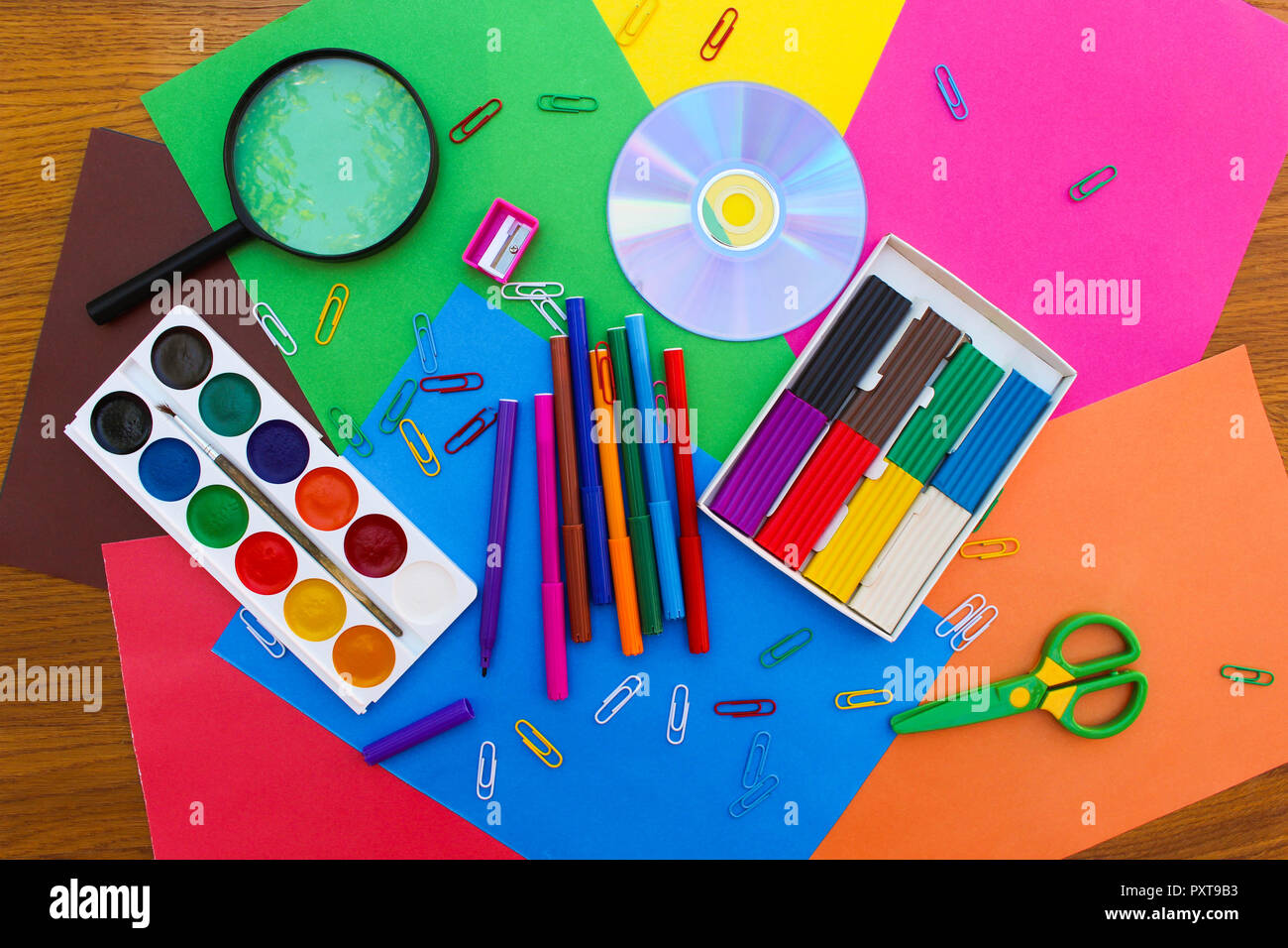 Stationery objects. School and office supplies Stock Photo - Alamy