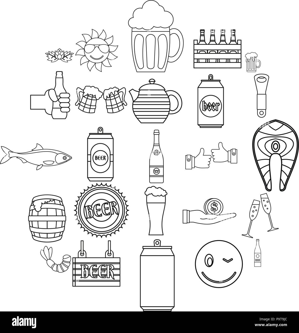 Beer icons set, outline style Stock Vector Image & Art - Alamy