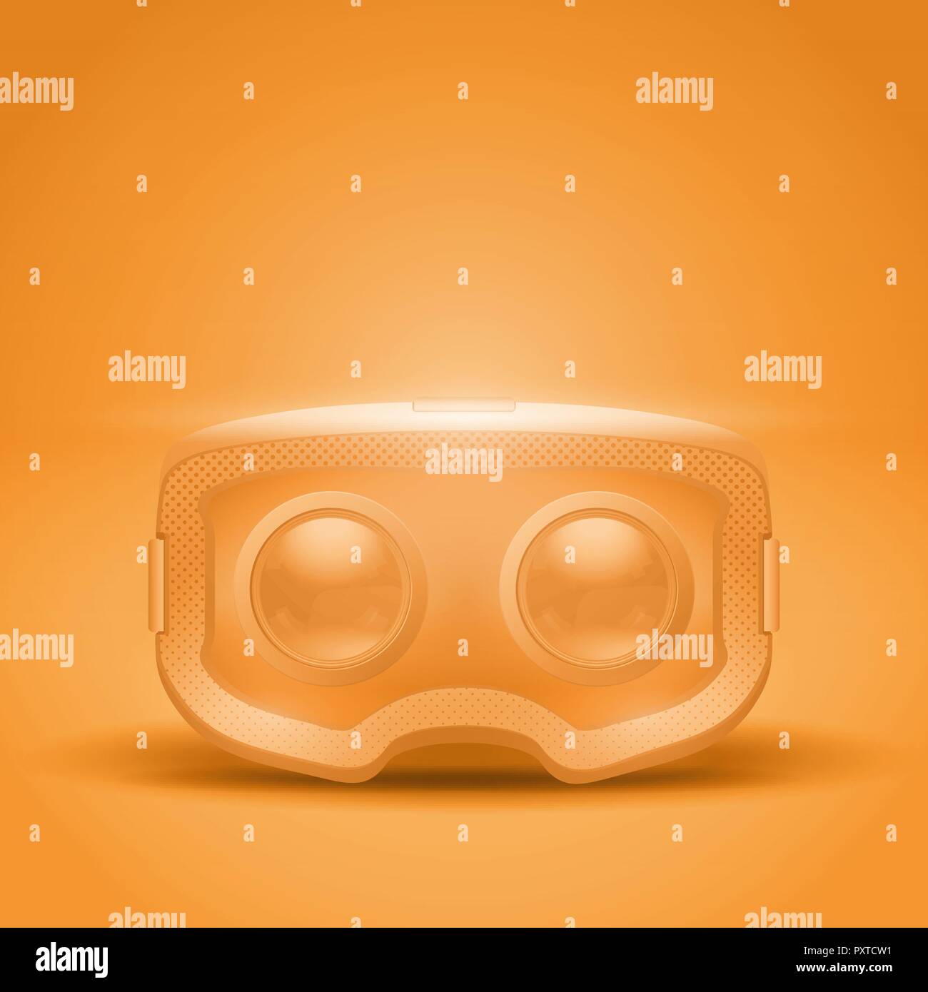 Original stereoscopic 3d vr headset presentation. Inside view on orange ...
