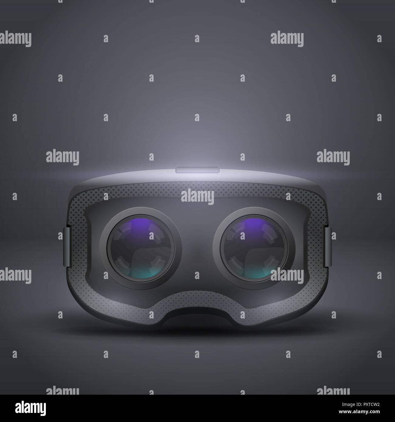 Original stereoscopic 3d vr headset presentation. Inside view on dark ...