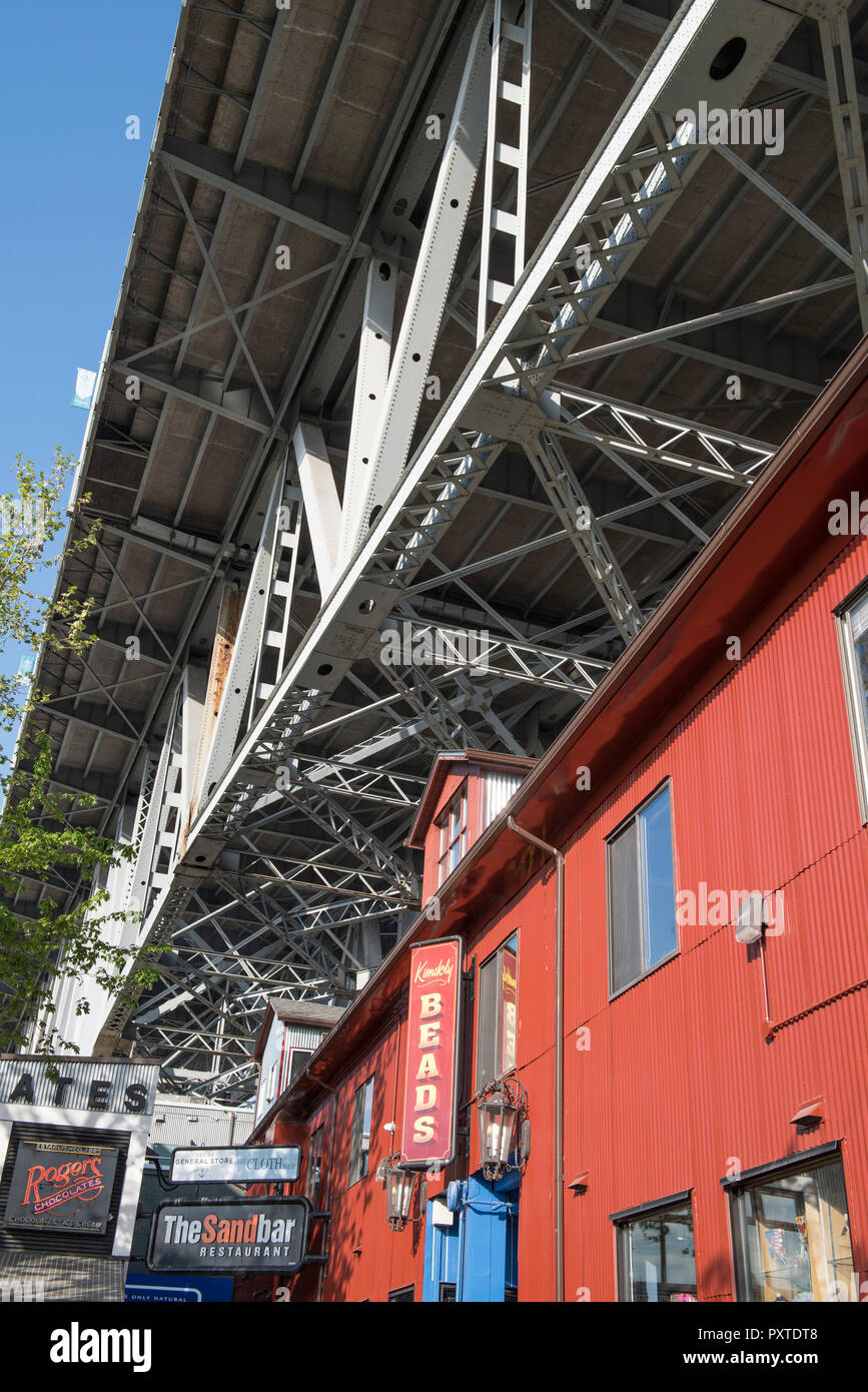 The Granville Bridge over Granville Island in Downtown Vancouver ...
