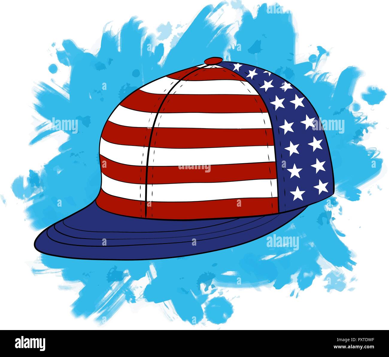 Youth Snapback in American Flag Colors. Vector illustration of hipster ...