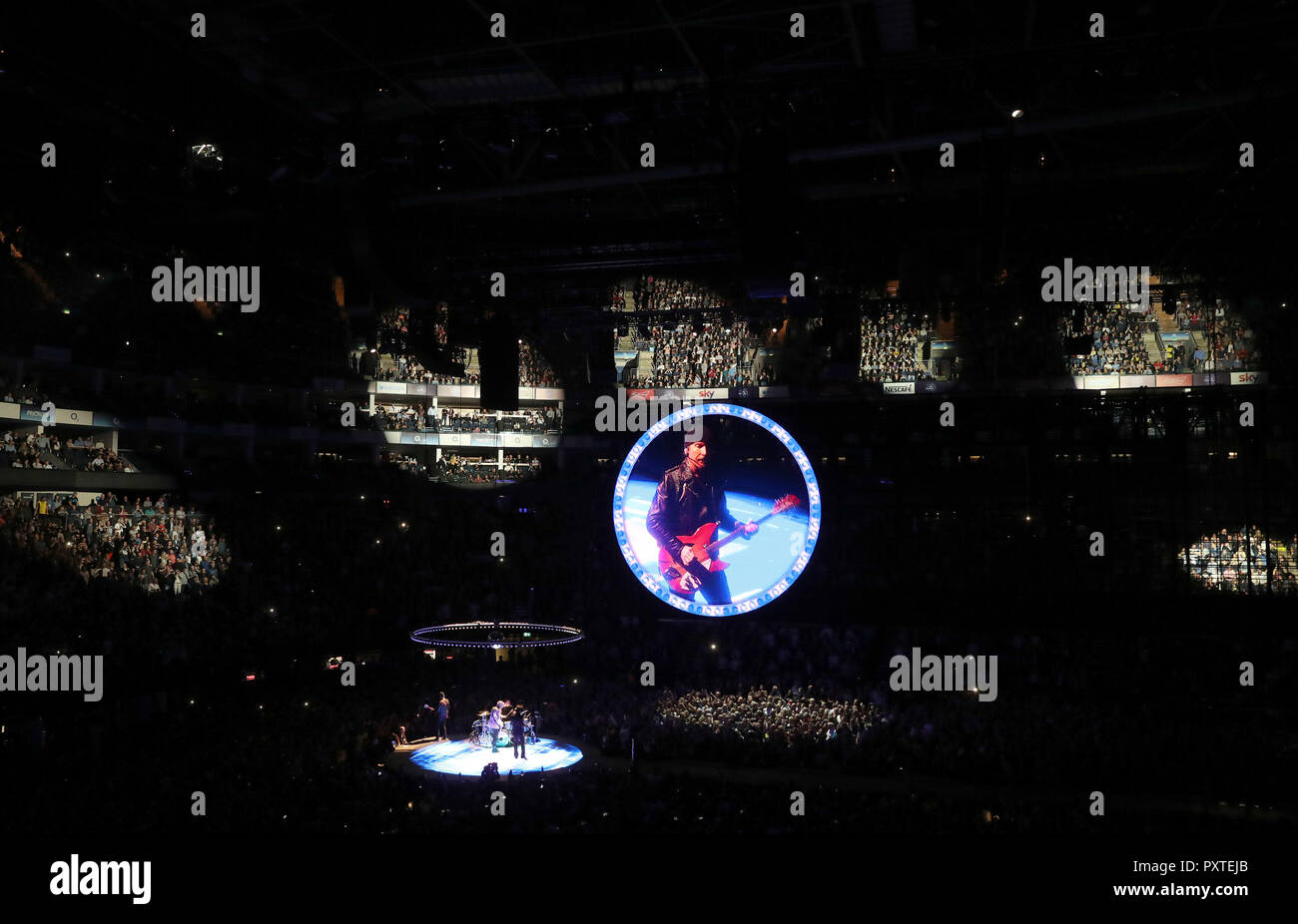 U2 perform on stage at the U2 eXPERIENCE + iNNOCENCE Tour. The O2 Arena ...