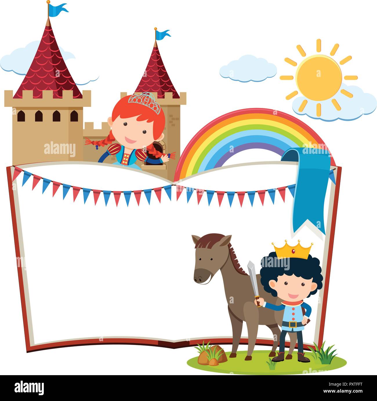 Border template with knight and horse illustration Stock Vector Image ...