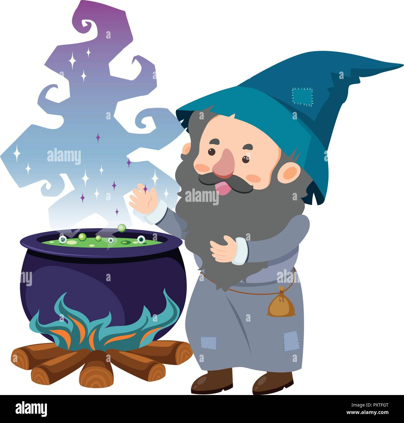 Wizard and magic brew on white background illustration Stock Vector ...
