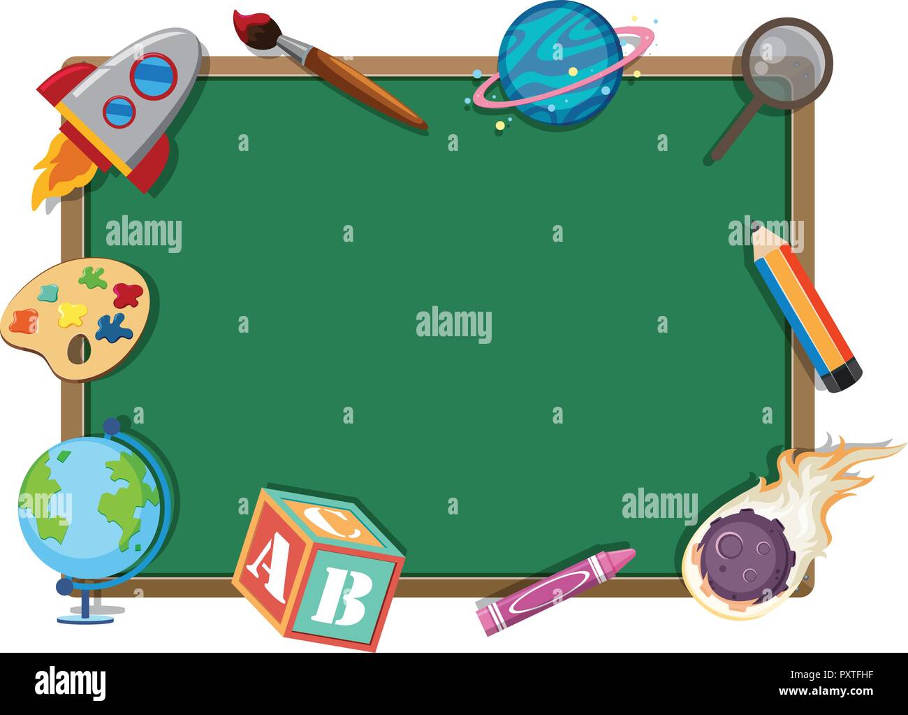 Border template with school items illustration Stock Vector Image & Art ...