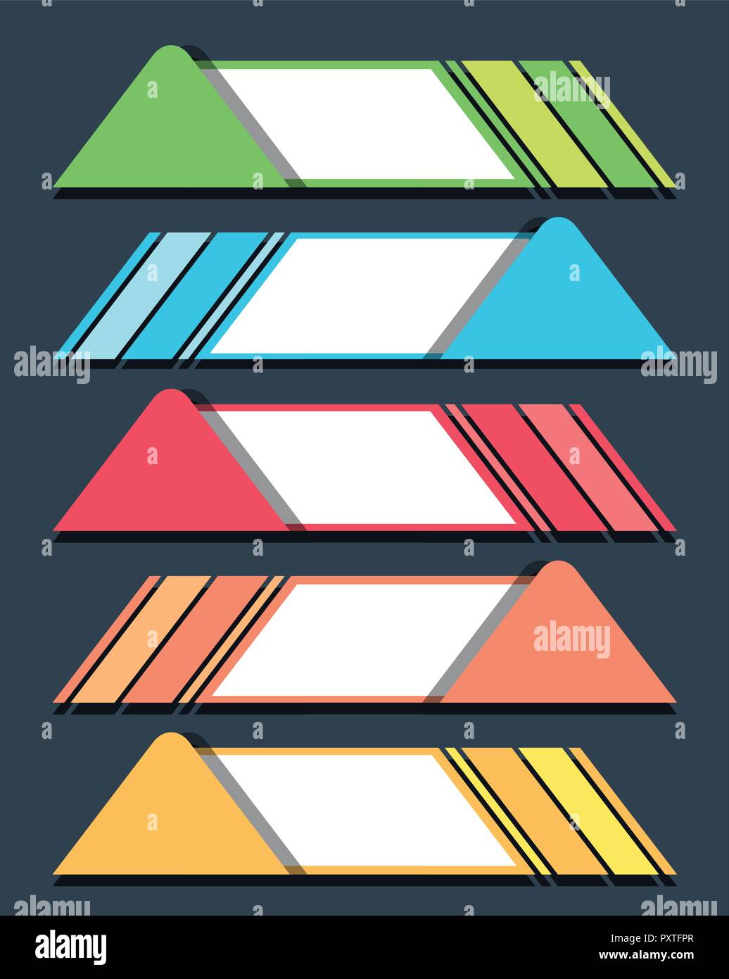 Blank banners with triangle shapes in many colors illustration Stock ...