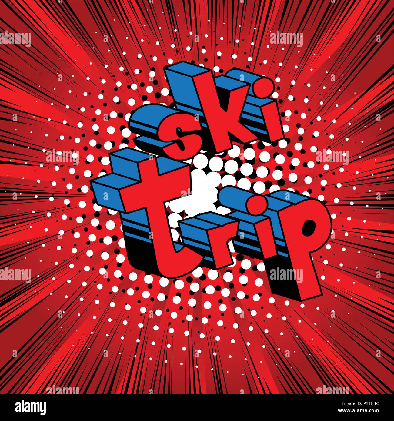 Ski Trip - Vector illustrated comic book style phrase Stock Vector ...