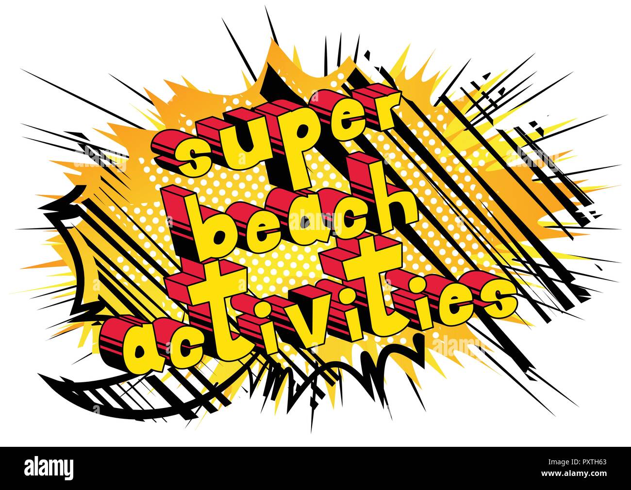 Super Beach Activities - Vector illustrated comic book style phrase ...