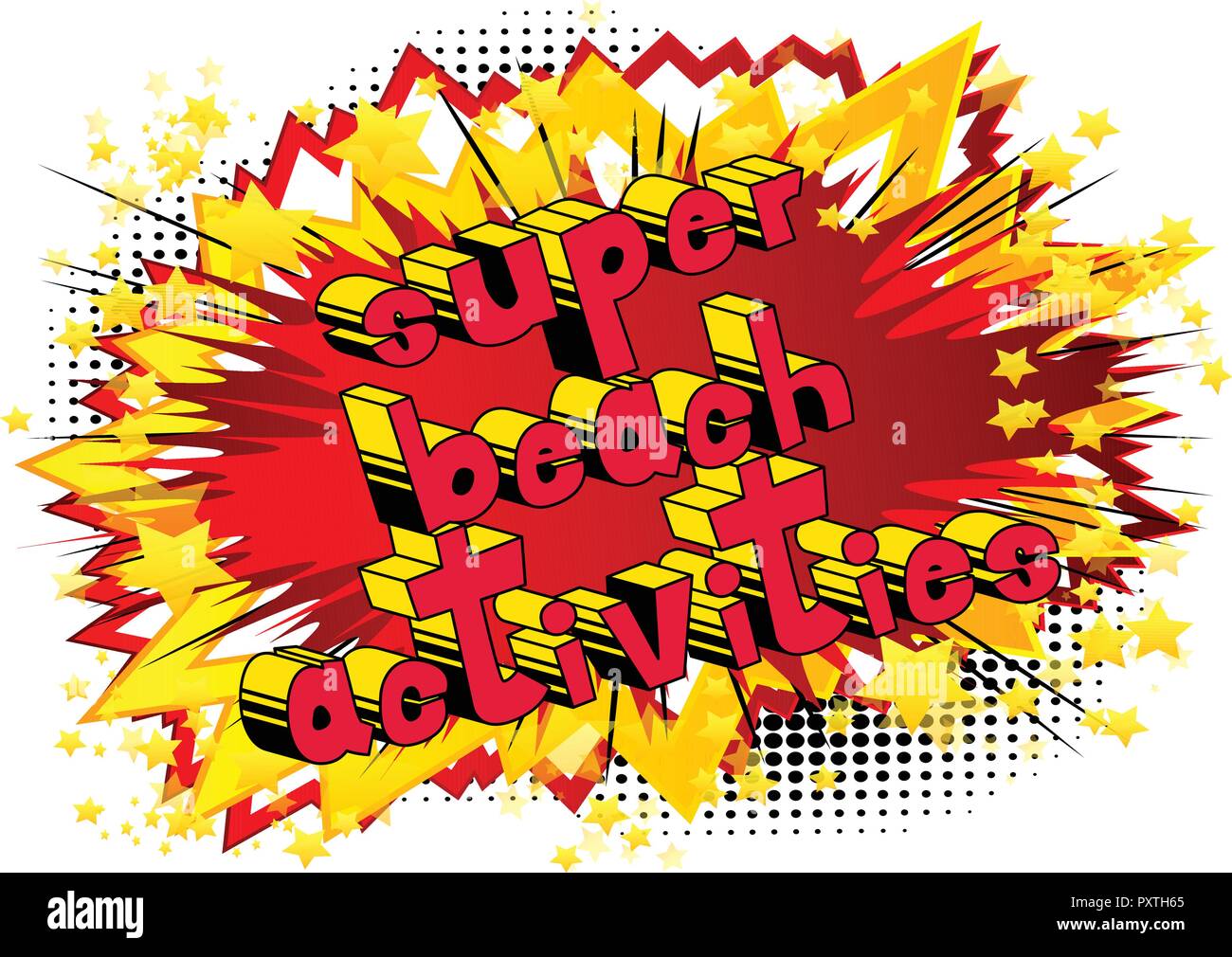 Super Beach Activities - Vector illustrated comic book style phrase ...
