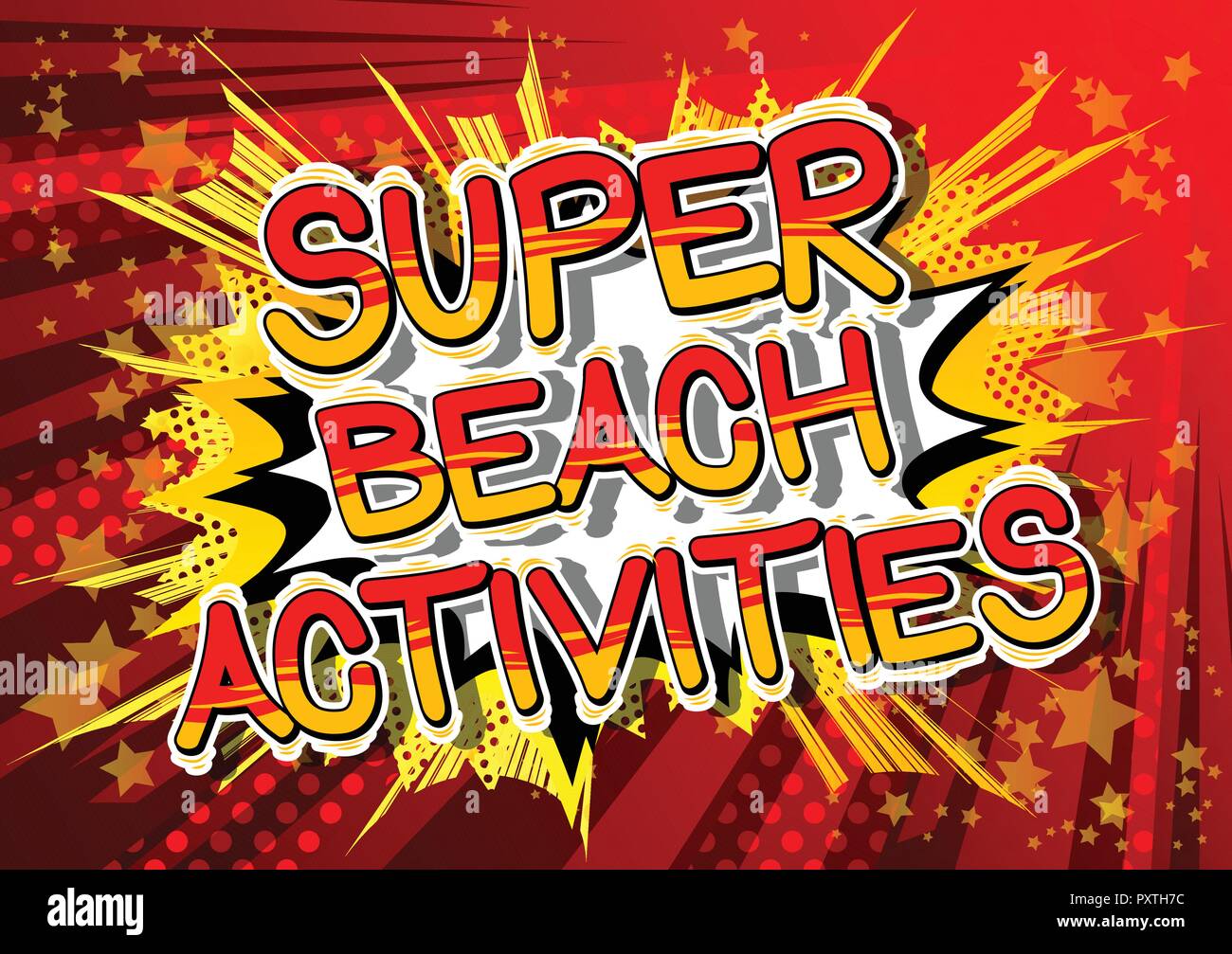 Super Beach Activities - Vector illustrated comic book style phrase ...