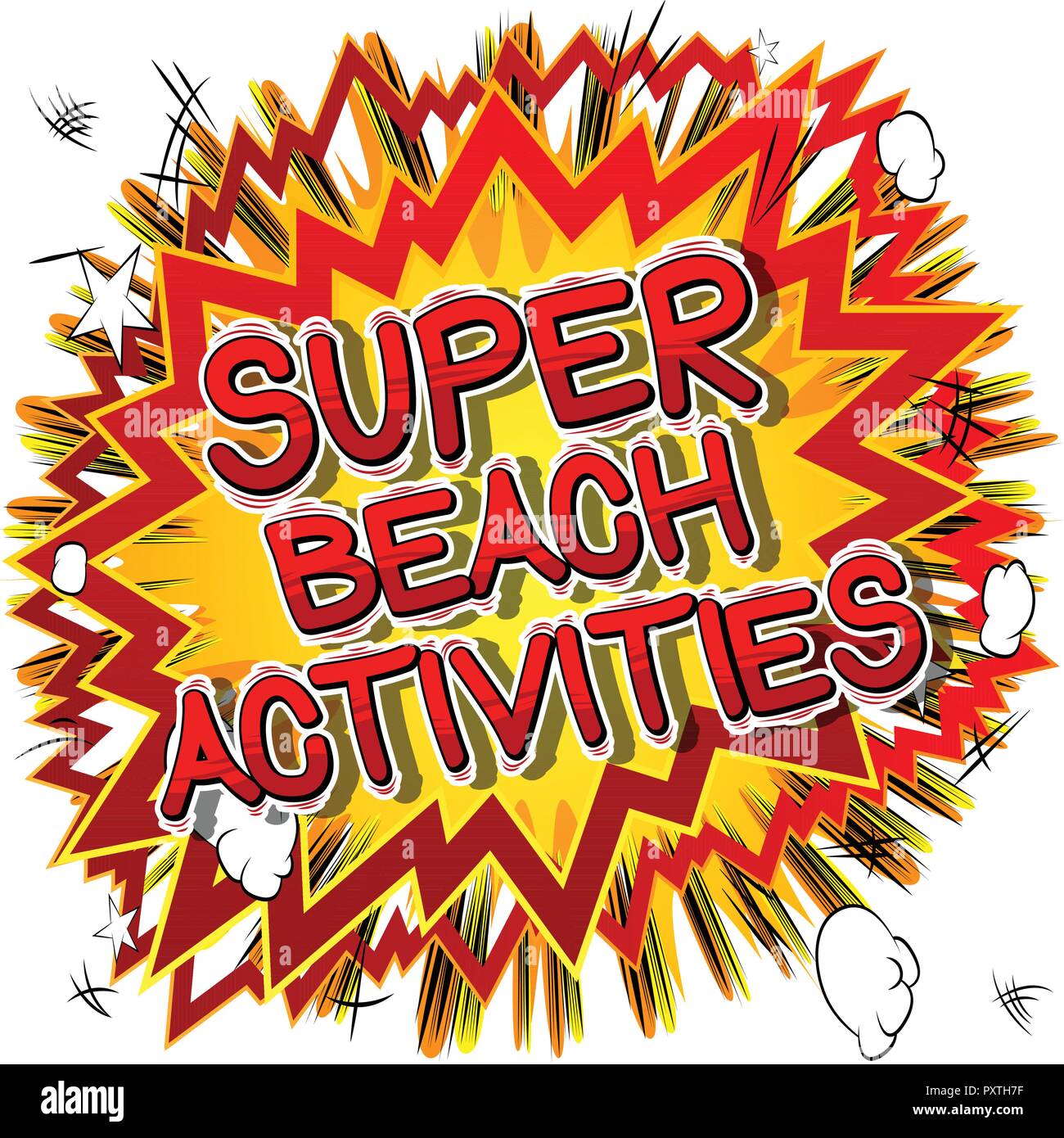Super Beach Activities - Vector illustrated comic book style phrase ...