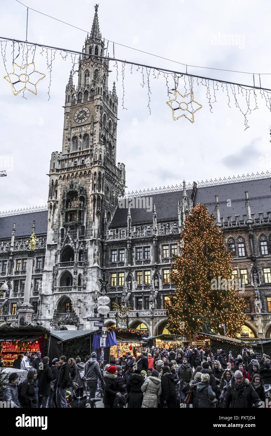 Christkindlmarkt, Weihnachtsmarkt am Münchner Marienplatz, Christmas ...