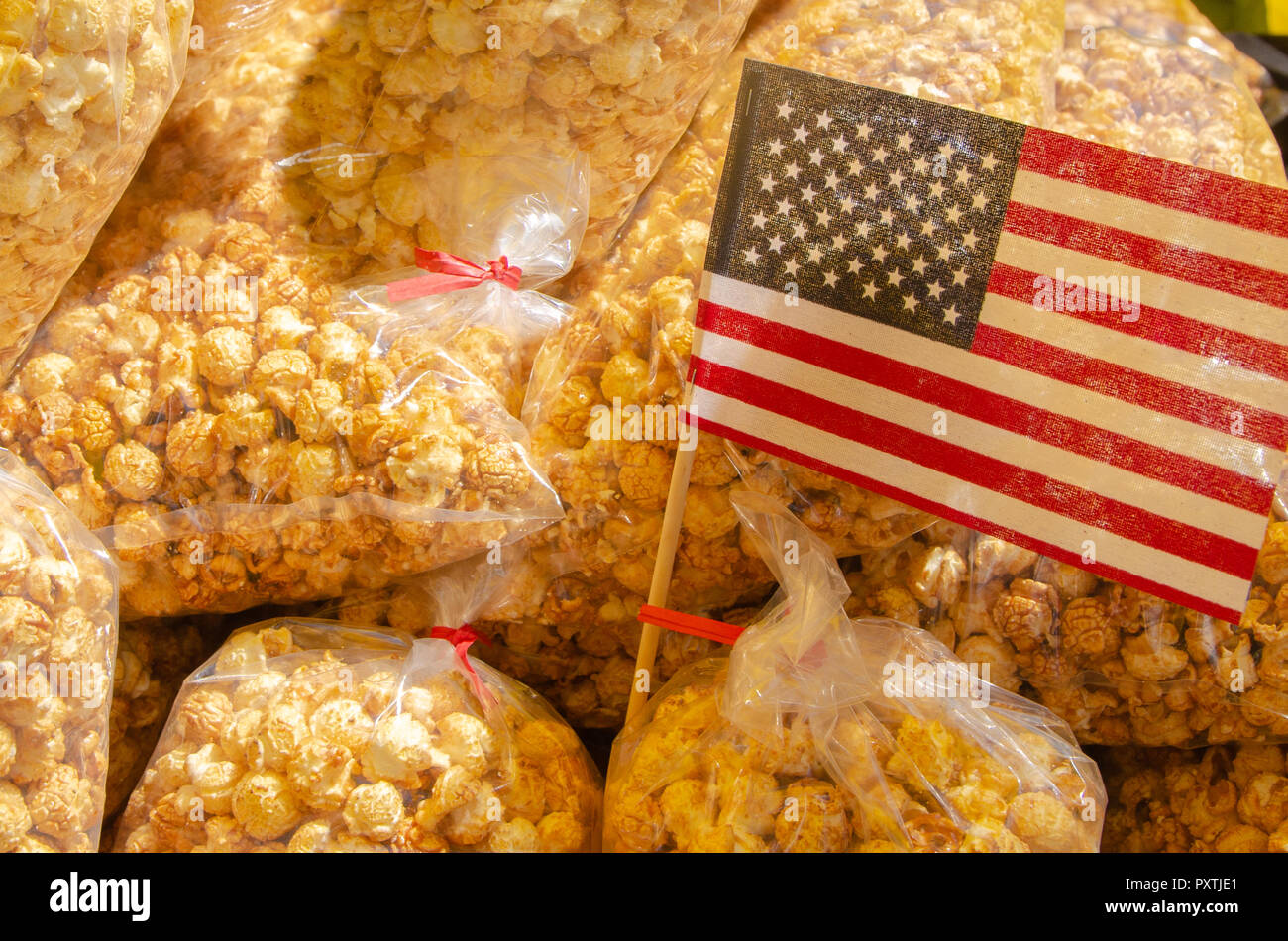 Popcorn and American Flag Stock Photo - Alamy