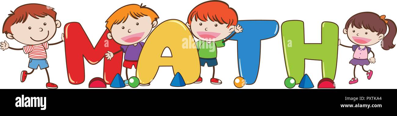 Doodle Kids with Math Word illustration Stock Vector Image & Art - Alamy