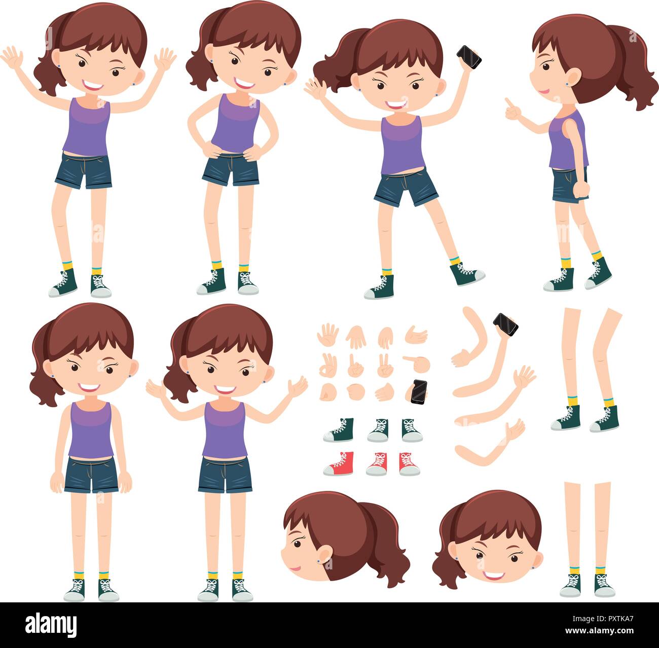 Woman with different sets of hands and legs illustration Stock Vector ...