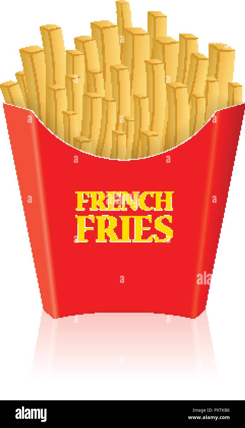 French fries in paper box on a white background Stock Vector Image ...