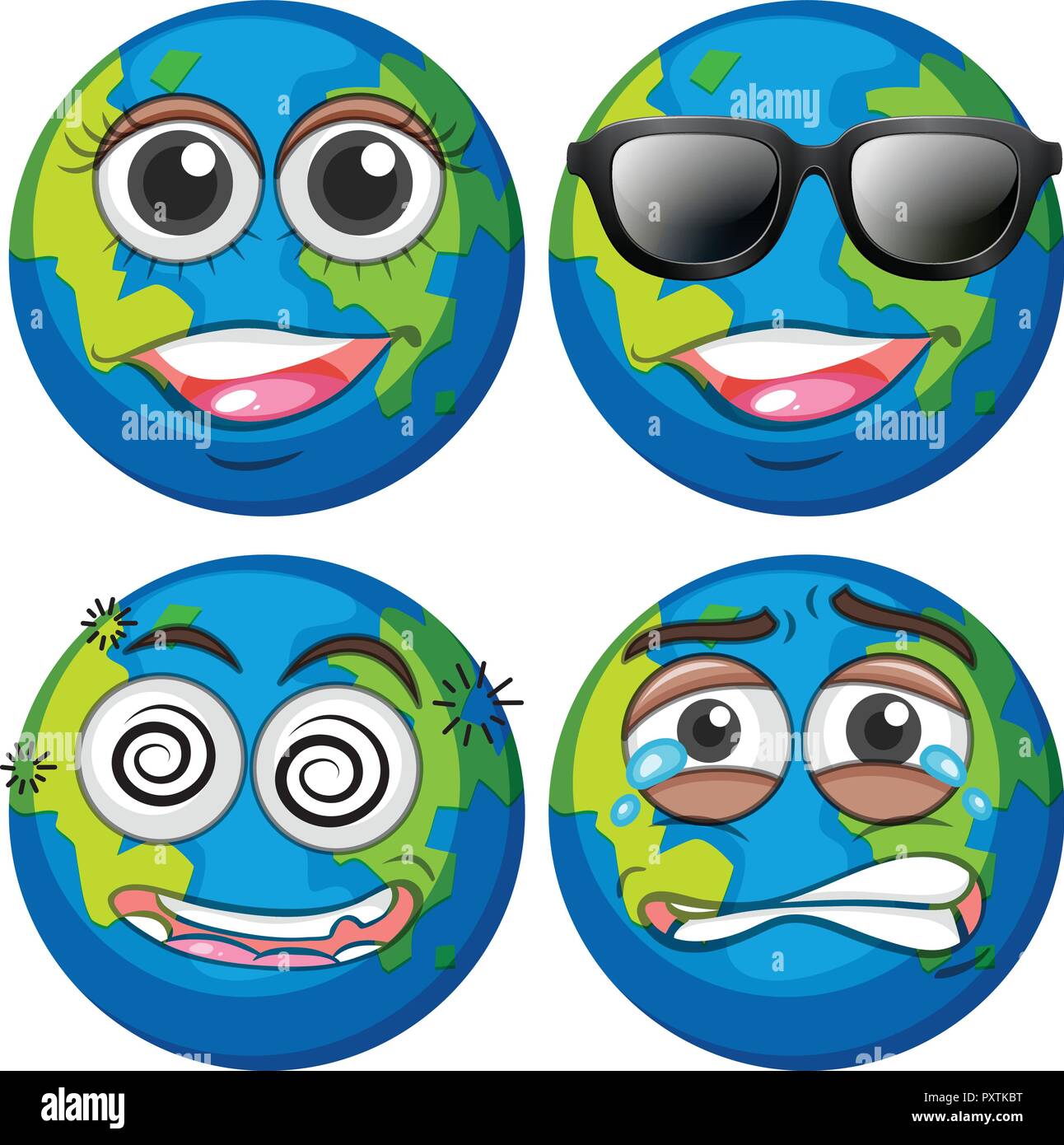 Earth with four emotions illustration Stock Vector Image & Art - Alamy