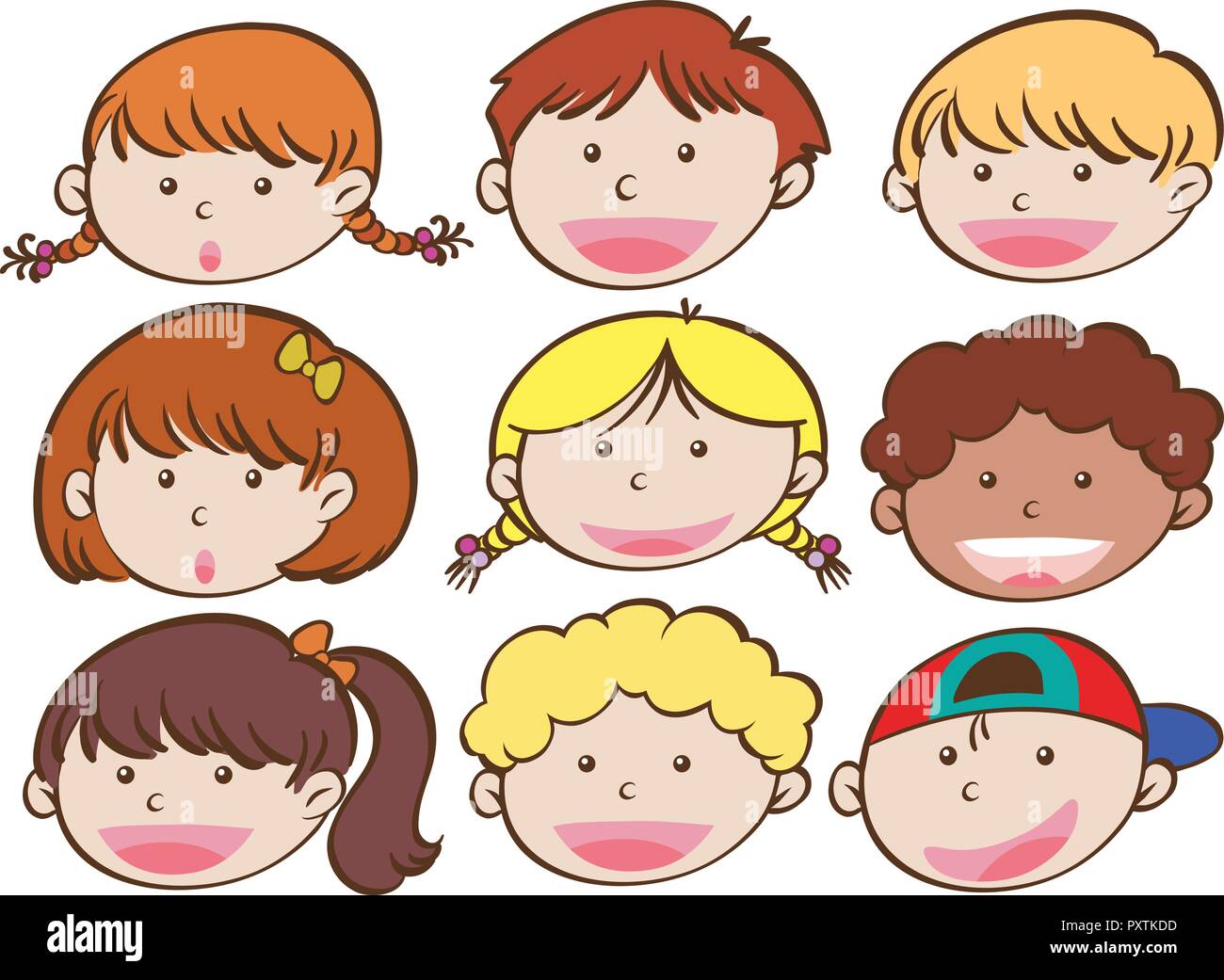 Boys and Girls Facial Expression illustration Stock Vector Image & Art ...