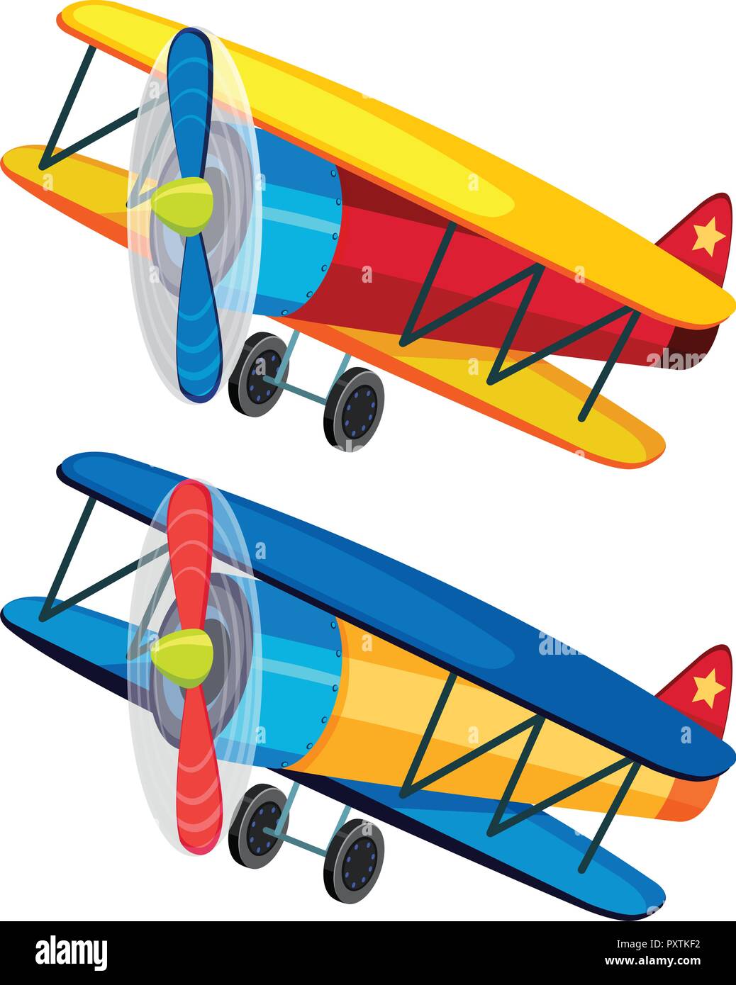 Two colorful airplanes on white background illustration Stock Vector ...