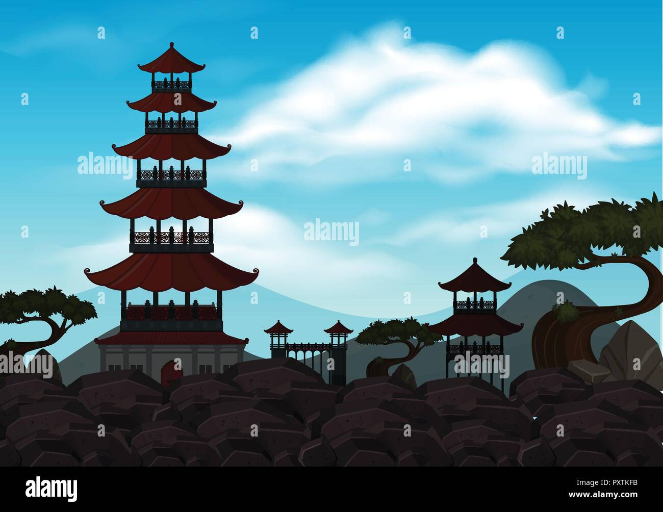 Rock garden setting Stock Vector Images - Alamy