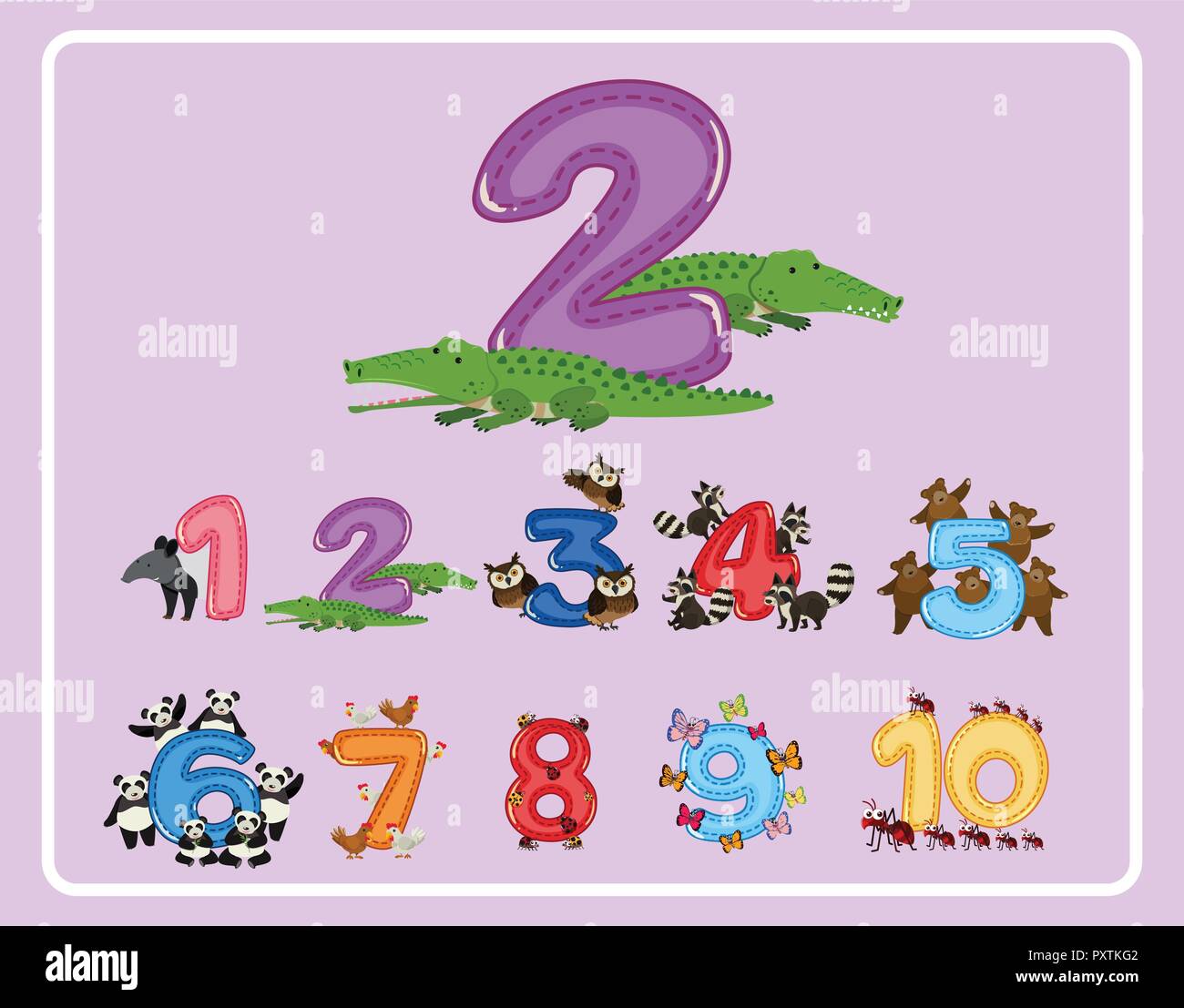 Counting number and other numbers with animals illustration Stock ...