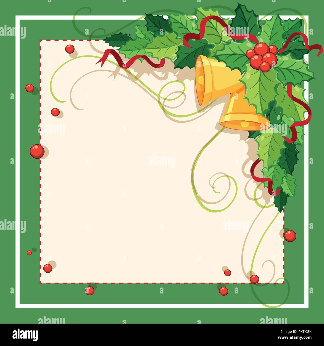 Border template with bells and mistletoes illustration Stock Vector ...