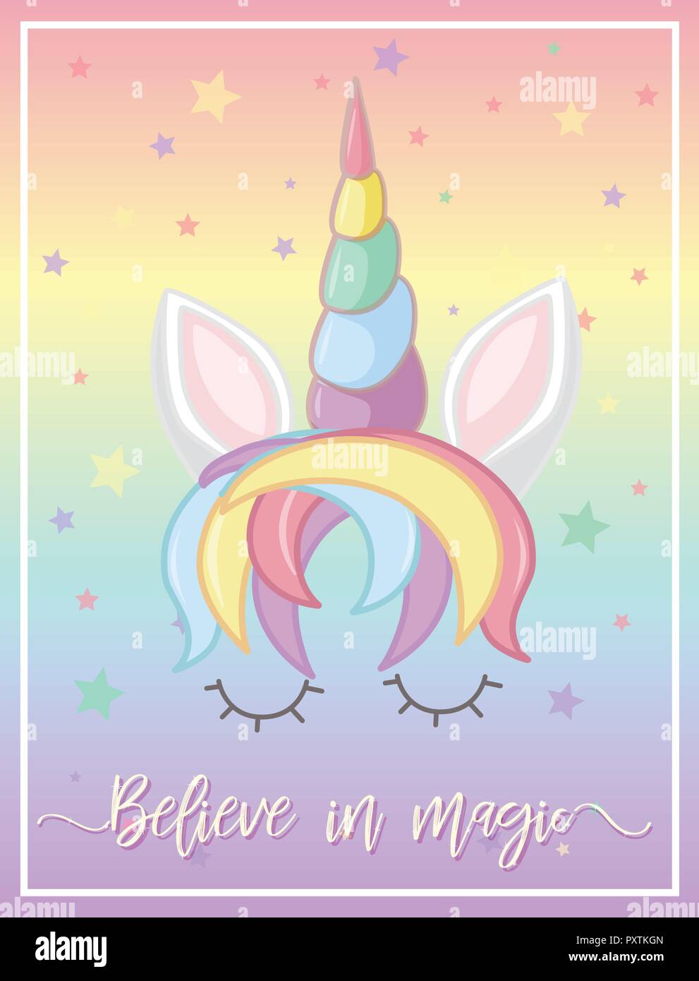 Rainbow unicorn on poster illustration Stock Vector Image & Art - Alamy