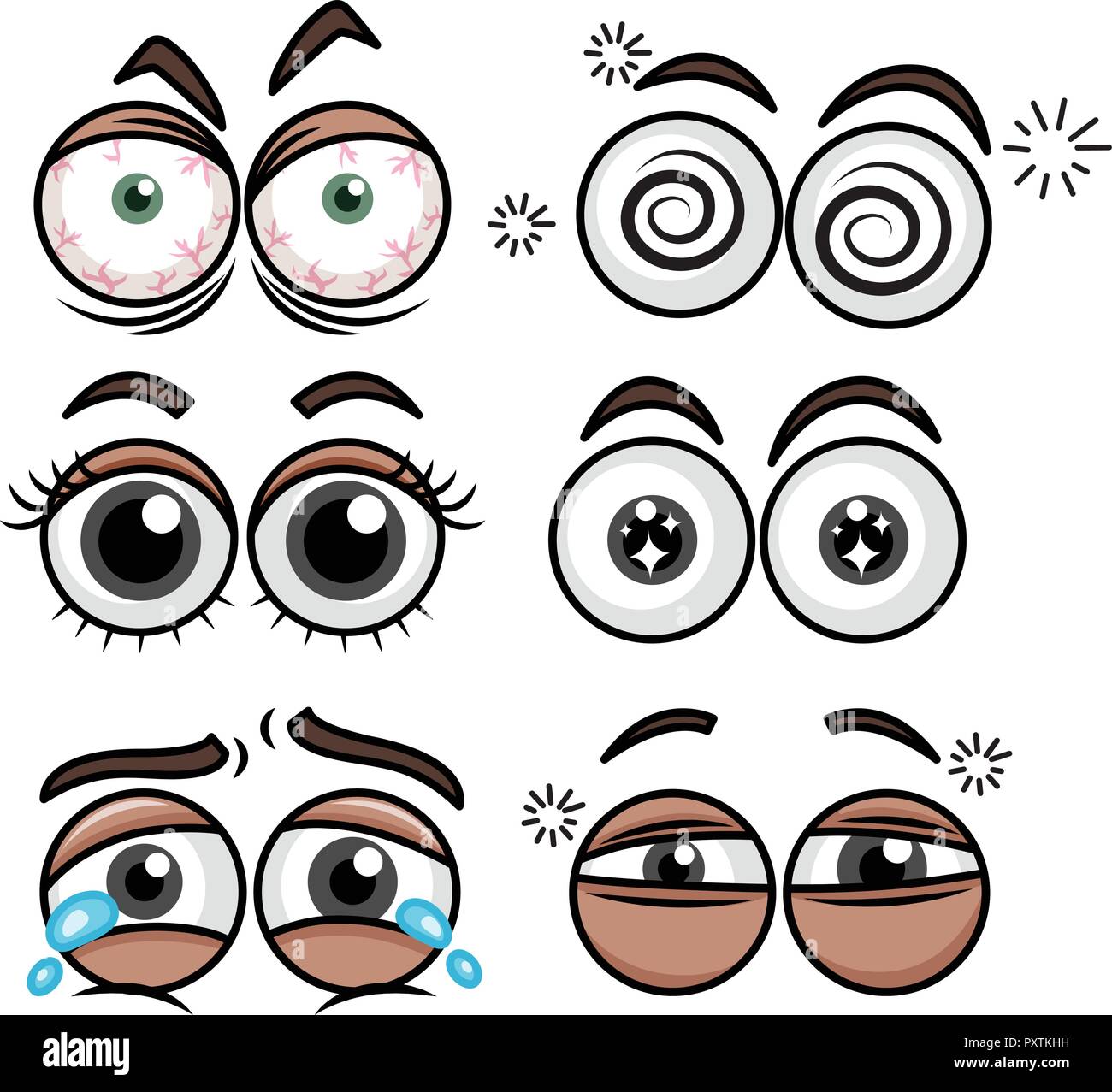Six set of human eyes in different emotions illustration Stock Vector ...