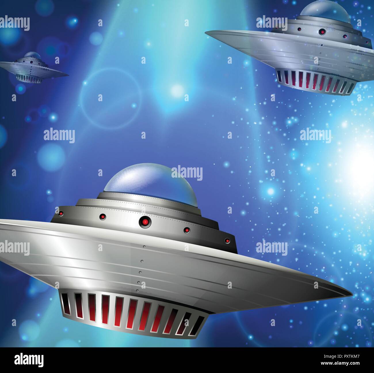 Spaceships flying in the galaxy illustration Stock Vector Image & Art ...