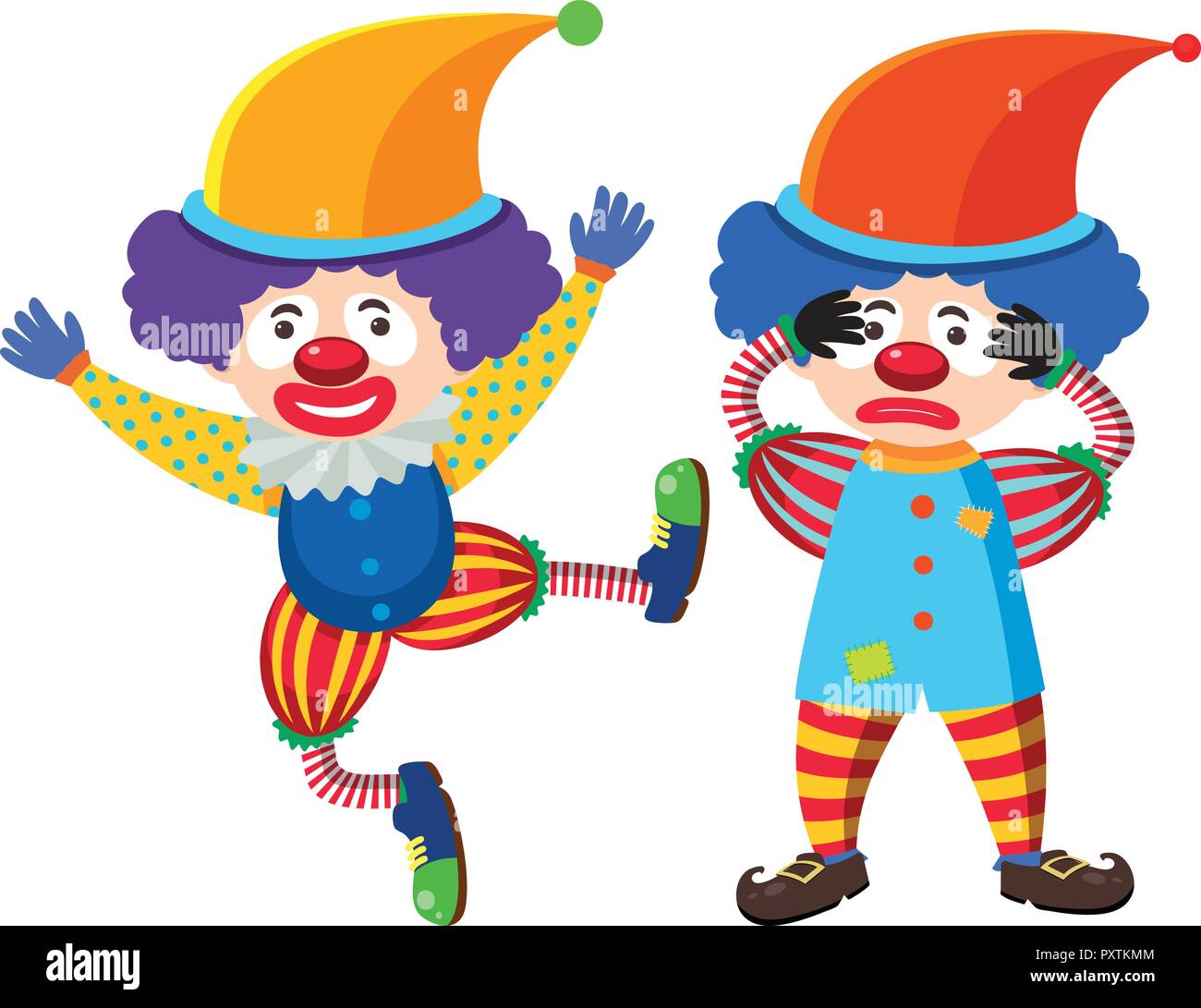 Two circus clowns in colorful costume illustration Stock Vector Image ...