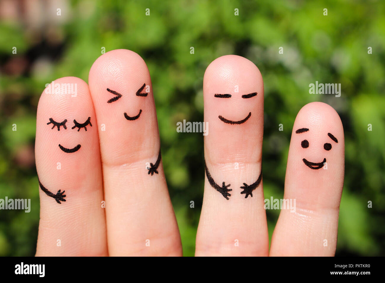 Finger art of friends. The concept of a group of people laughing Stock ...